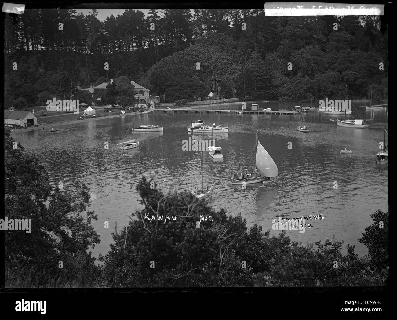A photograph of boats docked in Mansion House Bay, Kawau Island ...