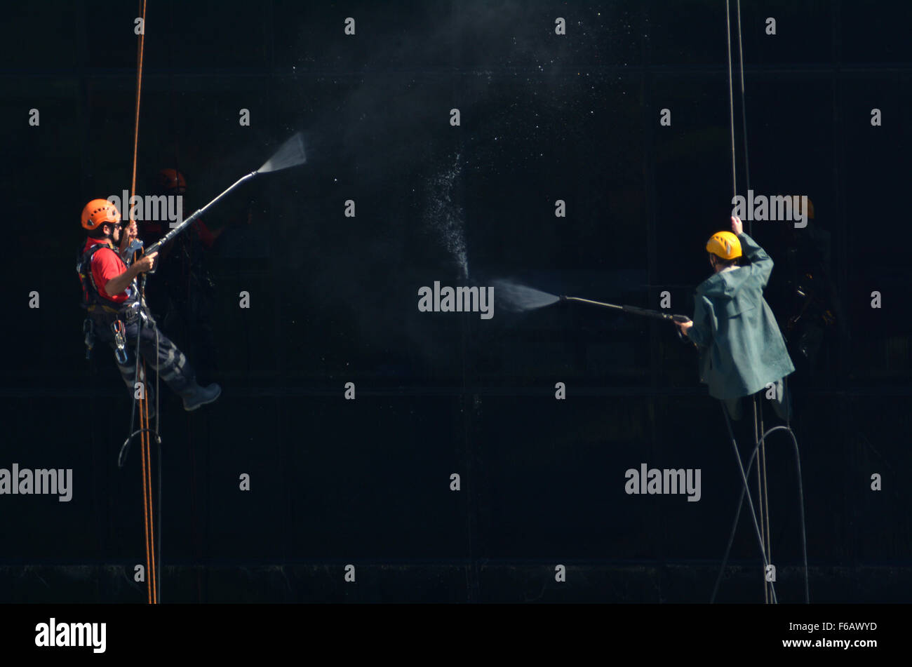 Cleaning Modern Office Building Windows High Resolution Stock ...