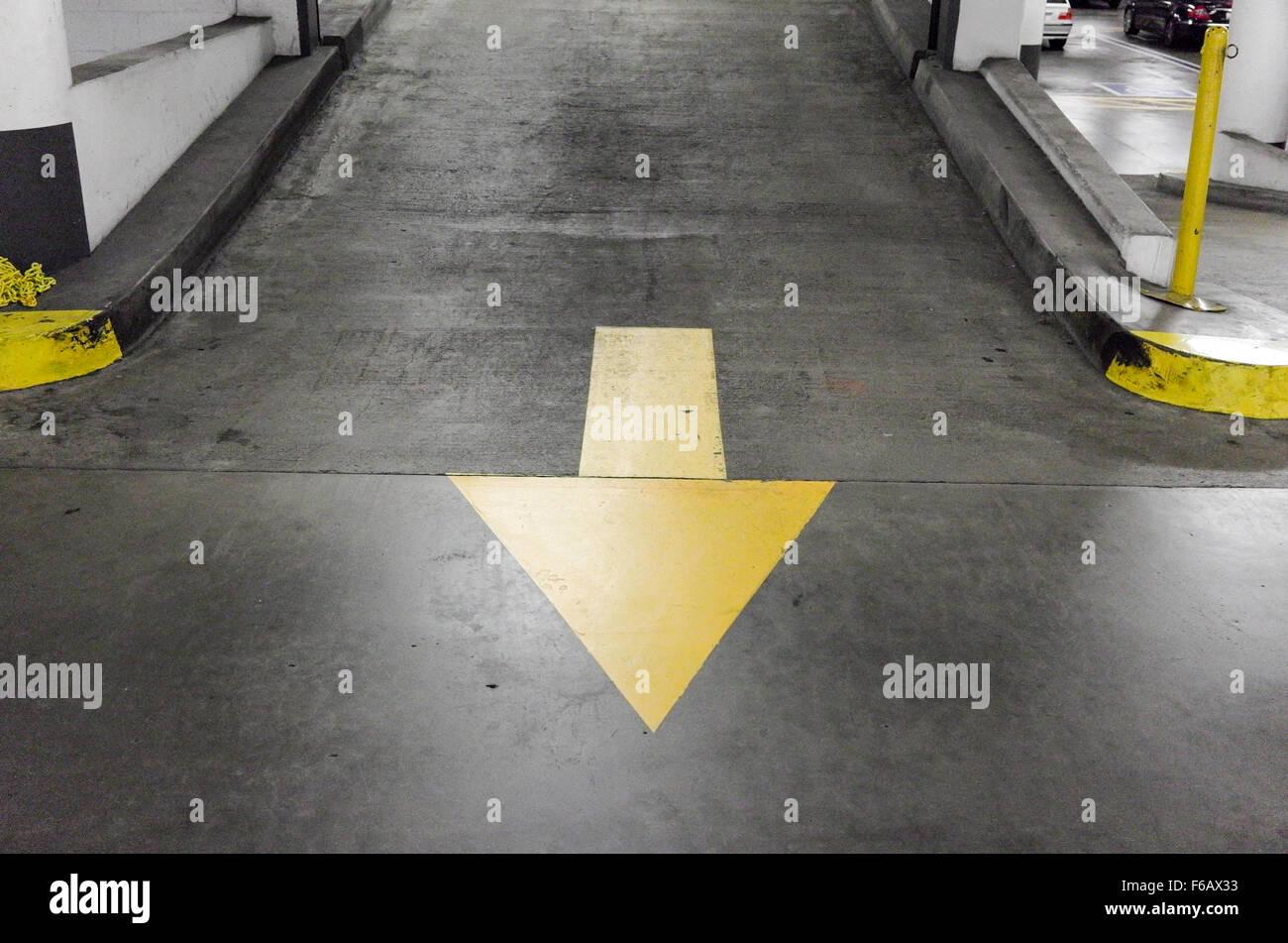 Direction arrow in car park, Los Angeles, California, USA Stock Photo ...