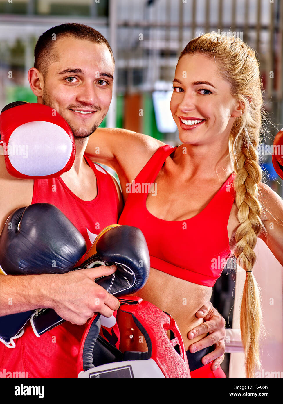 Couple Man and Woman Boxing in Ring Stock Photo - Alamy