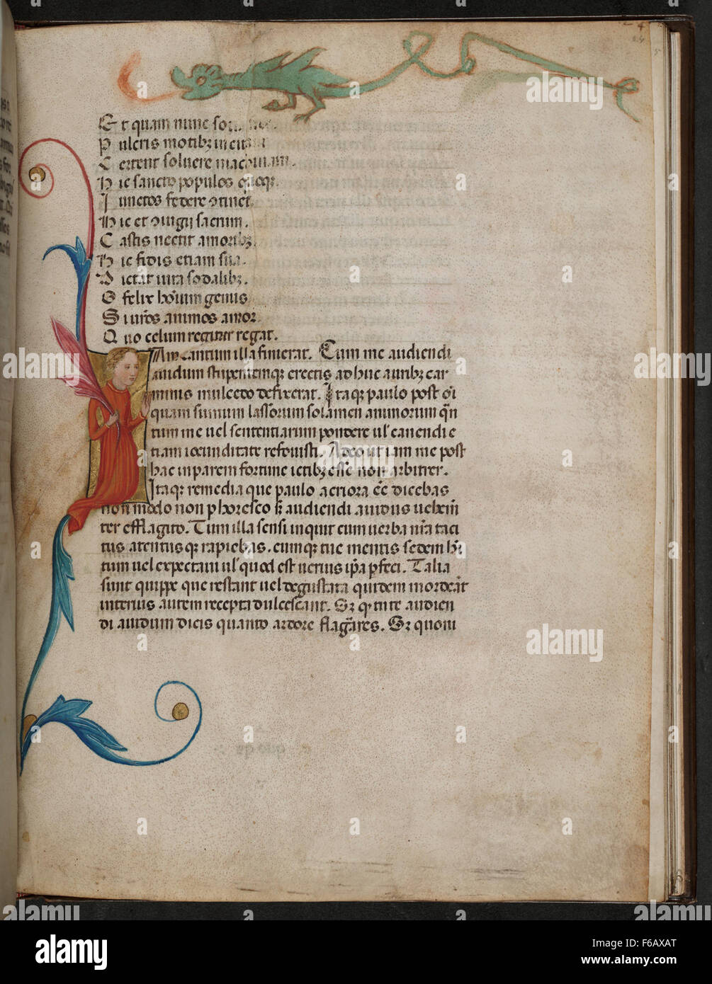 The first page of Book III, featuring a historiated initial, showcases ...