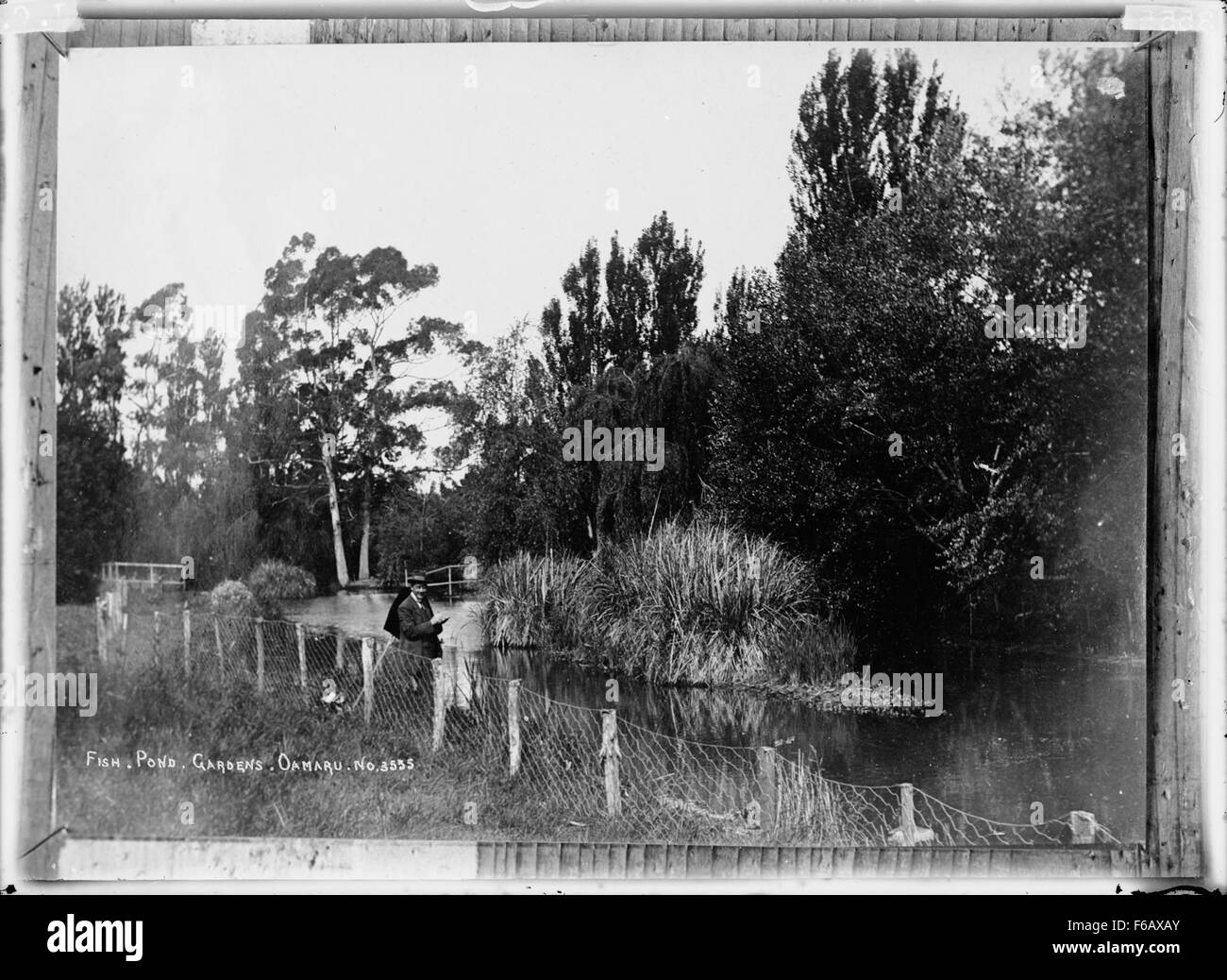 The fish pond in the gardens at Oamaru offers a tranquil and ...