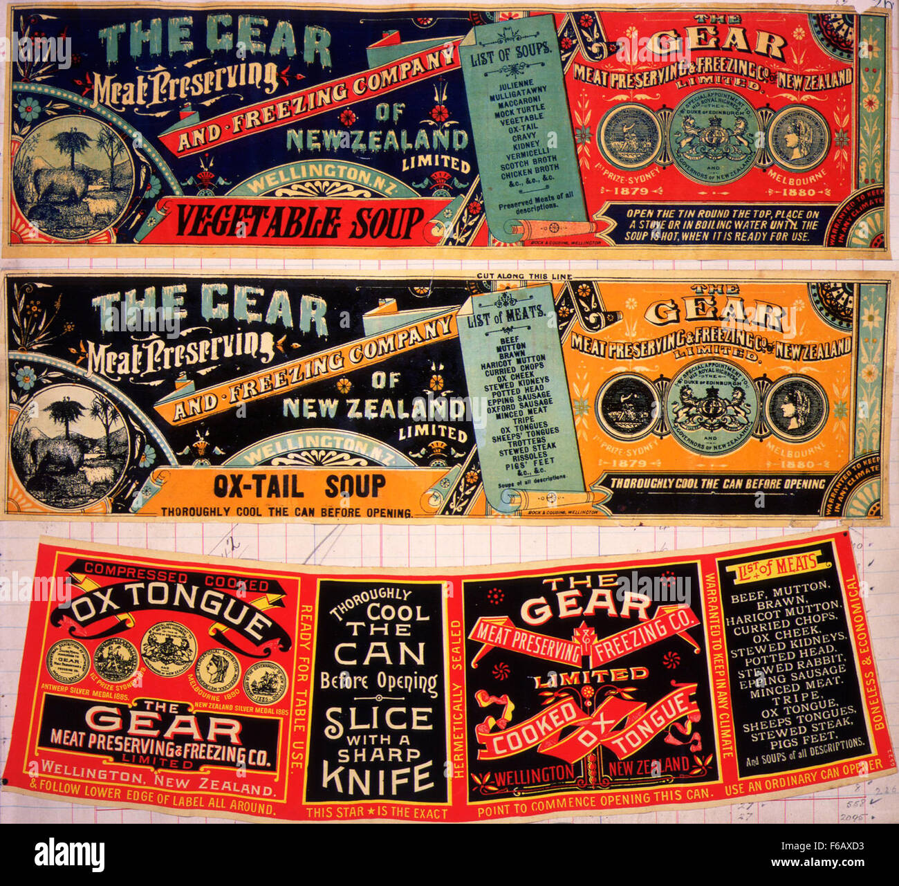 These labels from the Gear Meat Company represent three distinct ...
