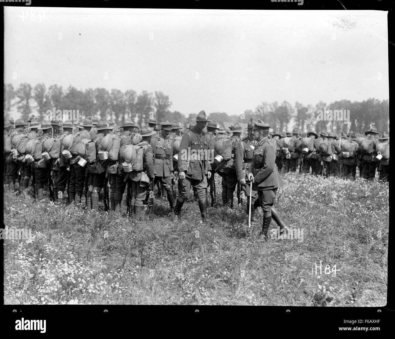 This historical photograph captures General Russell inspecting his ...