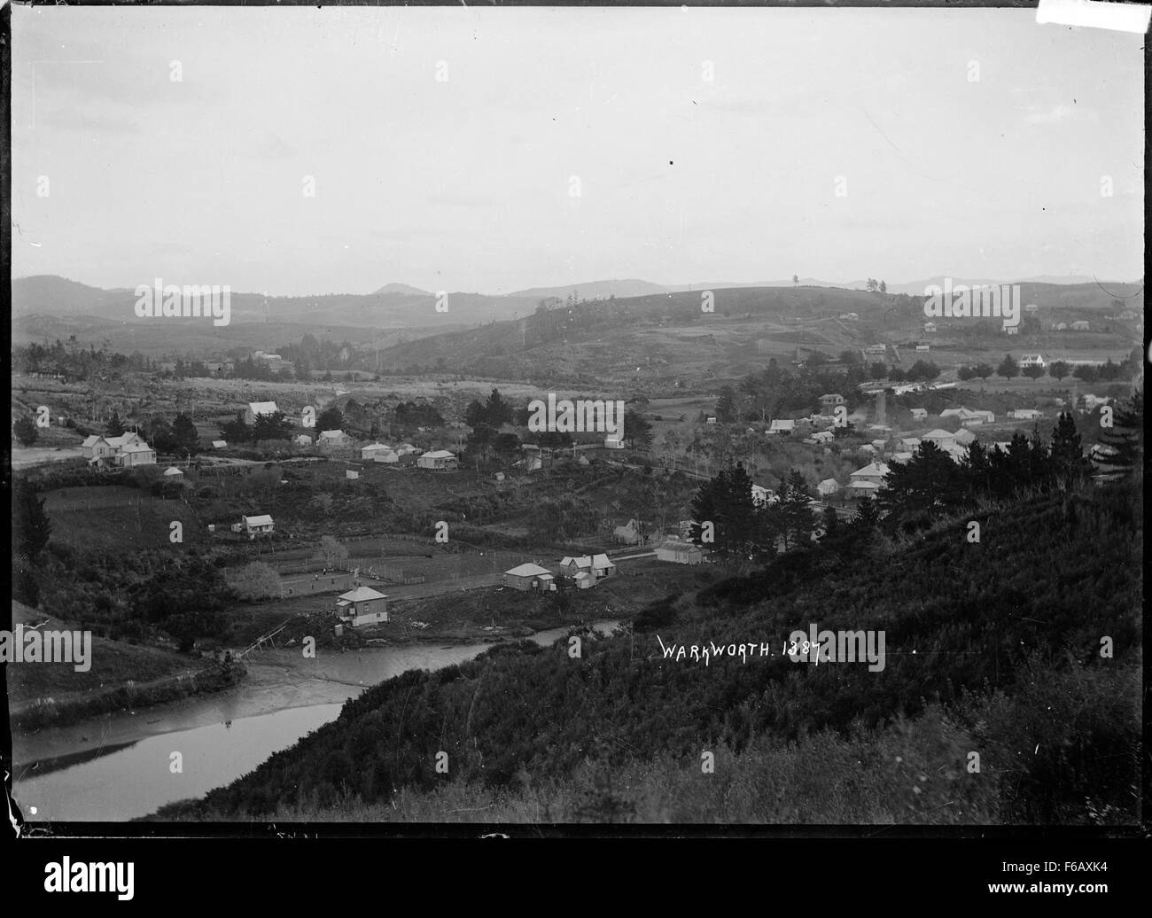 A general view of Warkworth, an English town known for its historical ...