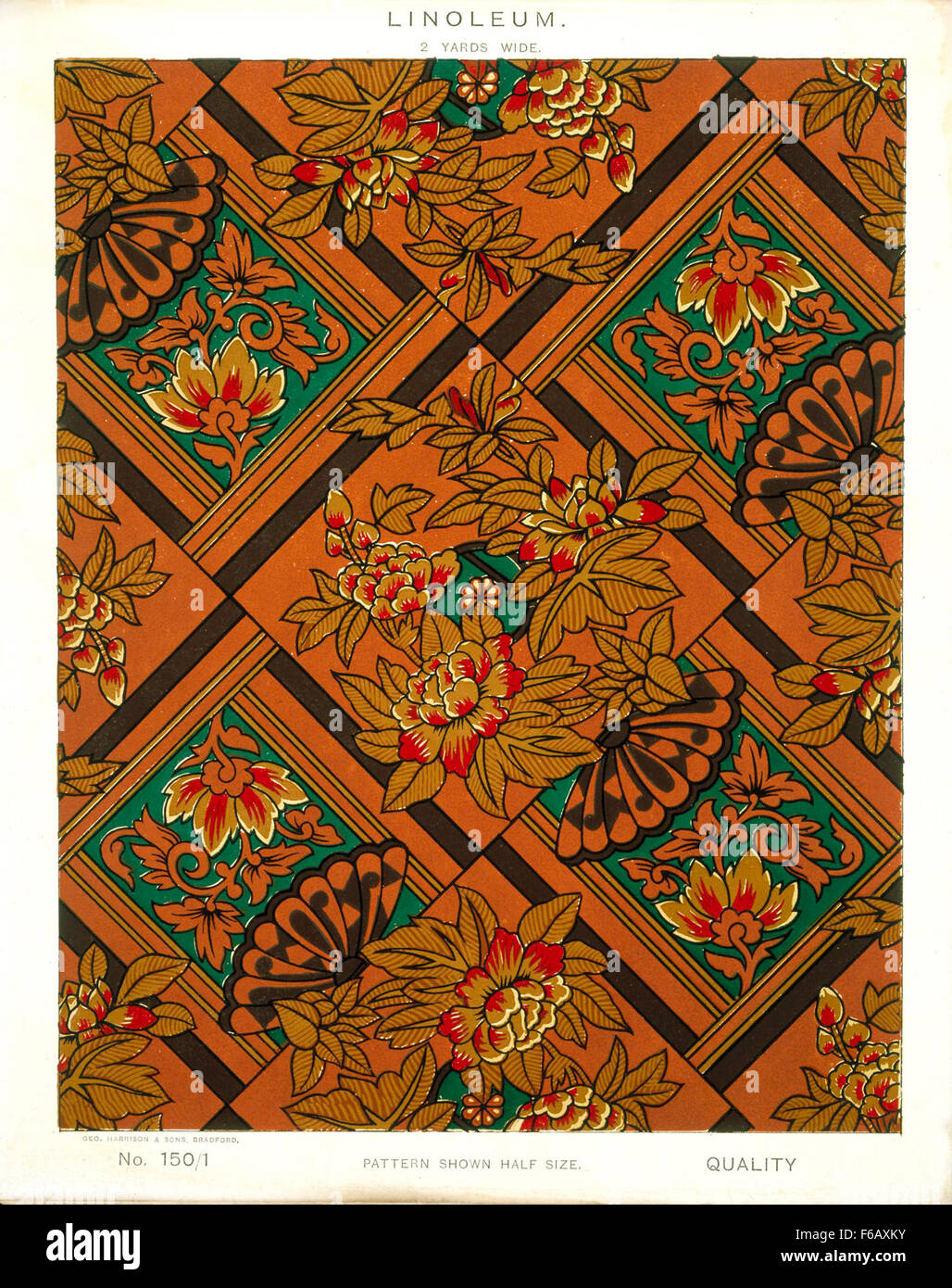 This Victorian-era linoleum, made by George Harrison & Co. of Bradford ...