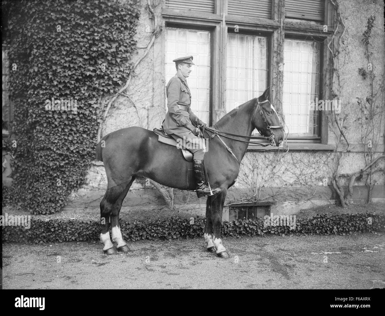 This photograph shows Herbert Ernest Hart on horseback in Bruck ...