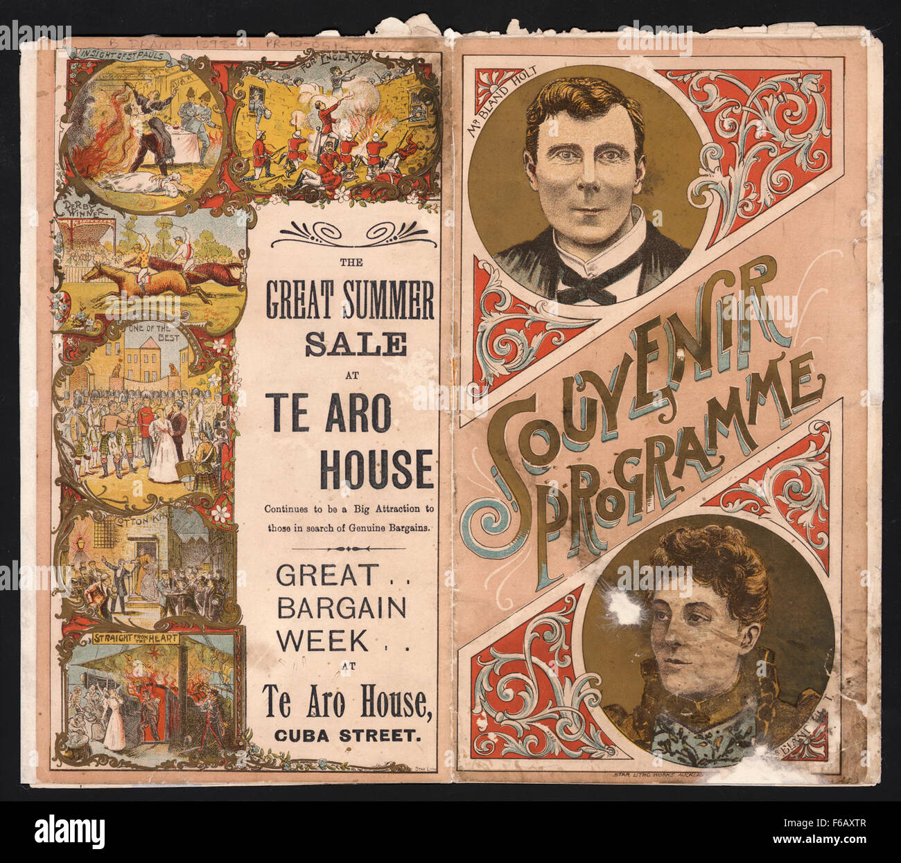 The souvenir program features Mr. Bland Holt and Mrs. Blanc, offering a ...