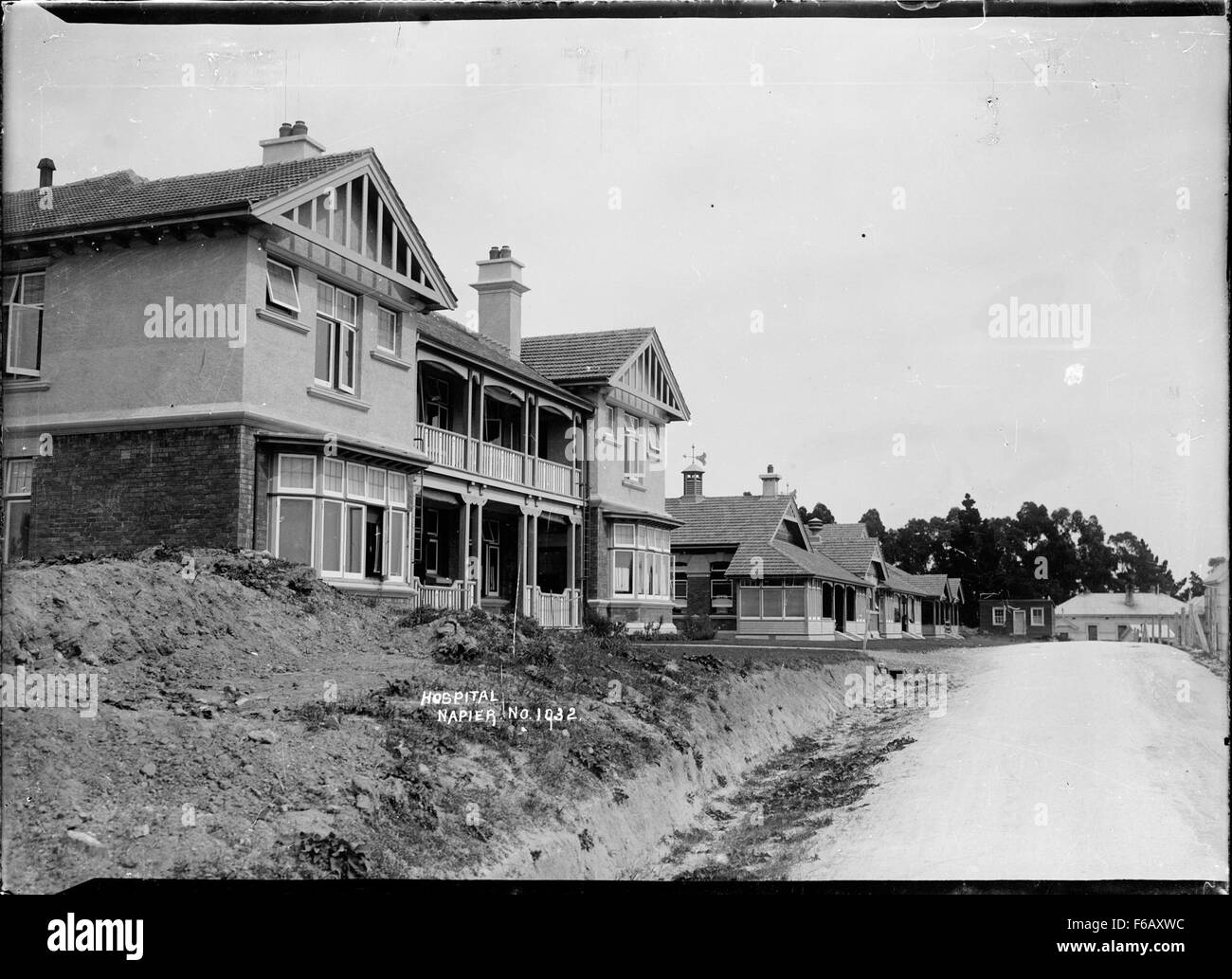 This historical image depicts the Napier Hospital, which served as an ...