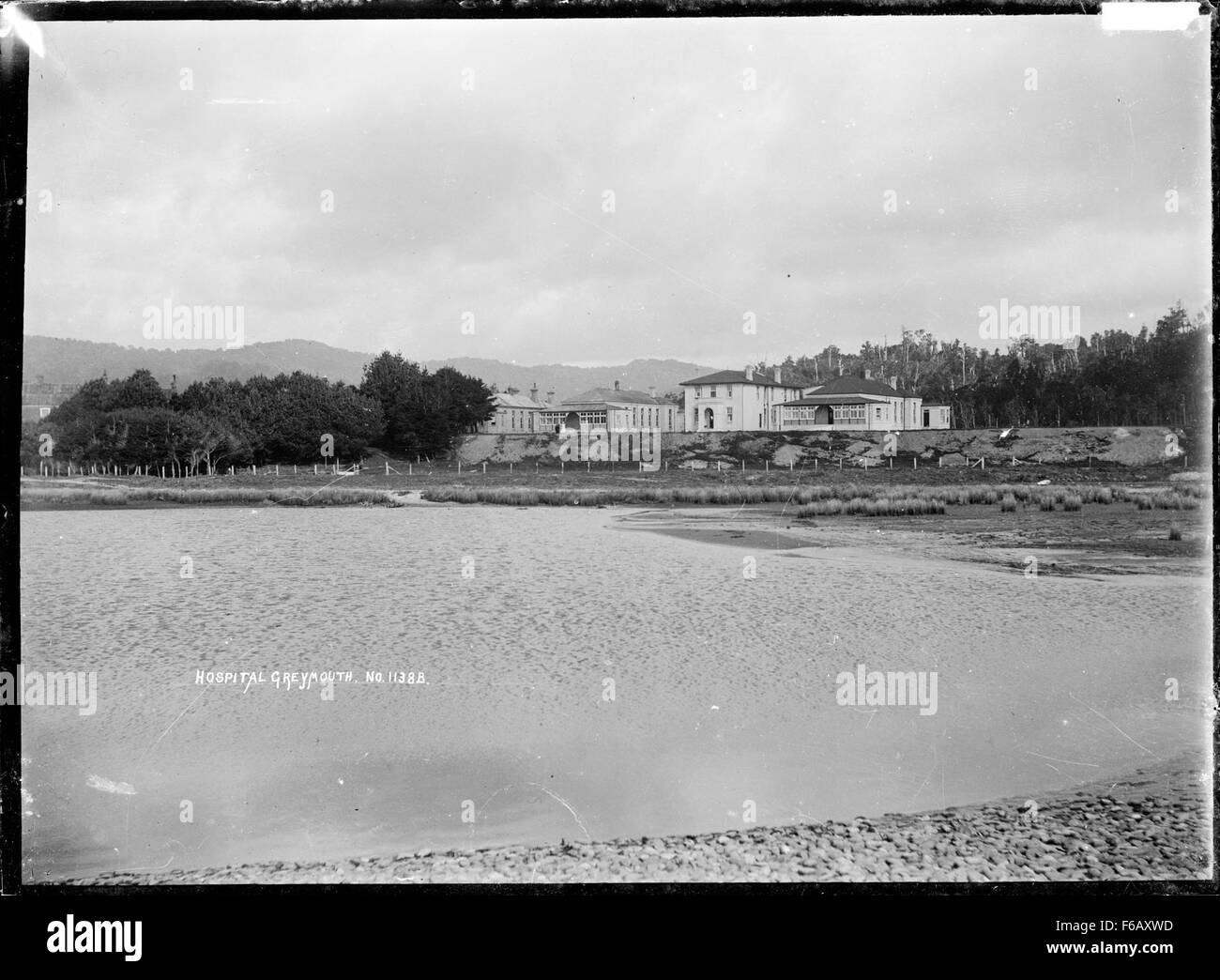A historical photograph depicting the hospital in Greymouth, New ...