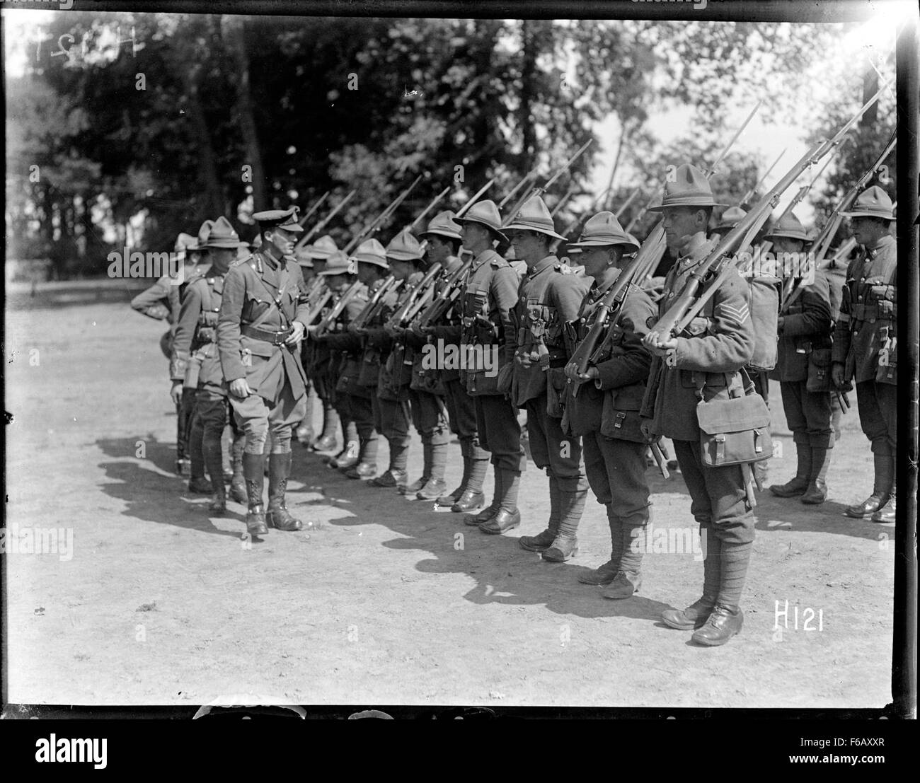 This historical photograph shows Brigadier General Hart inspecting New ...
