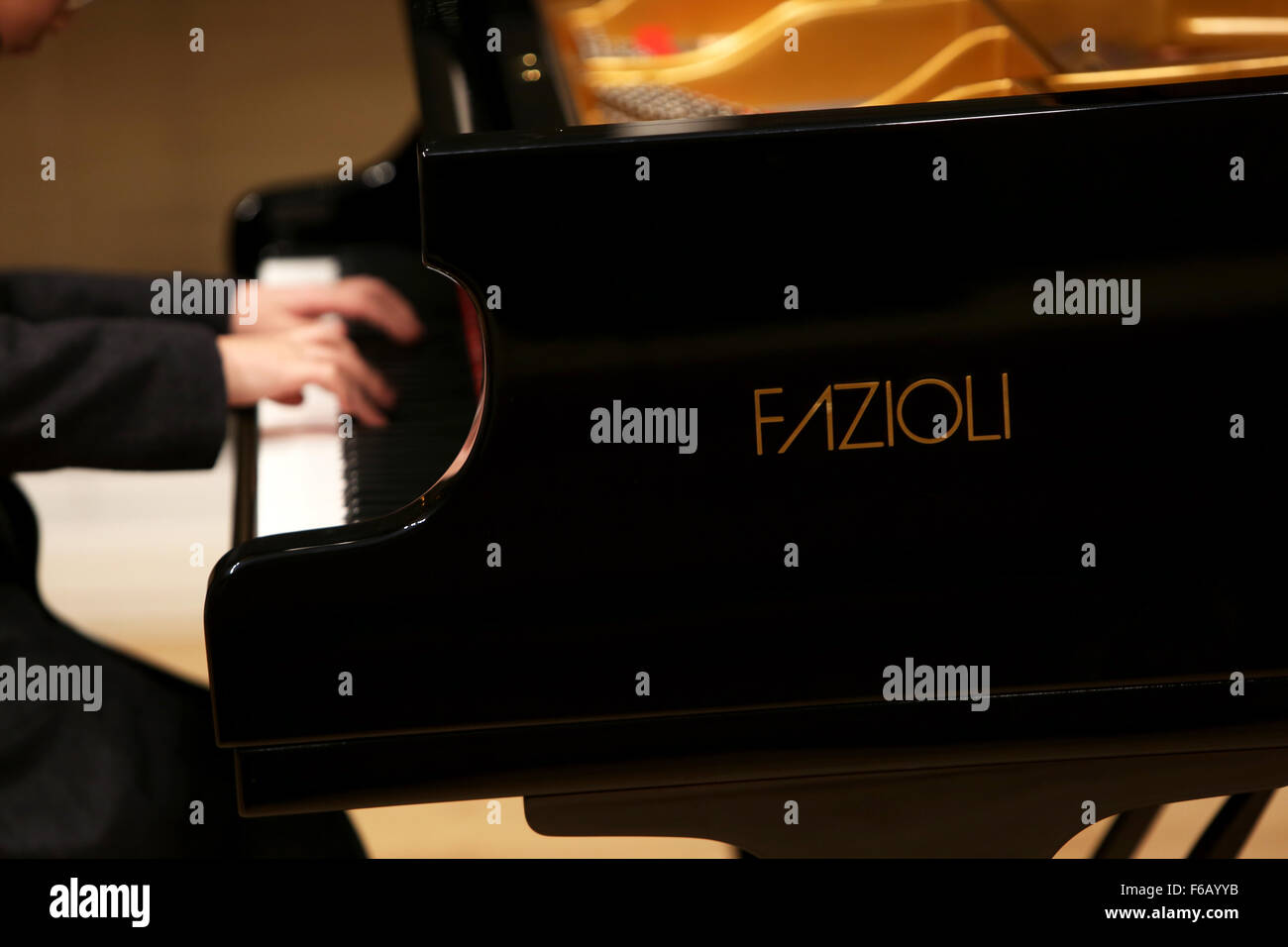 Close up photograph of an expensive limited edition Fazioli piano, made ...