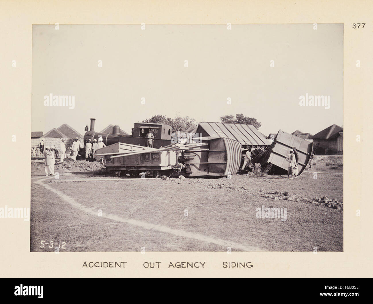This image depicts a railroad accident at the Agency Siding ...