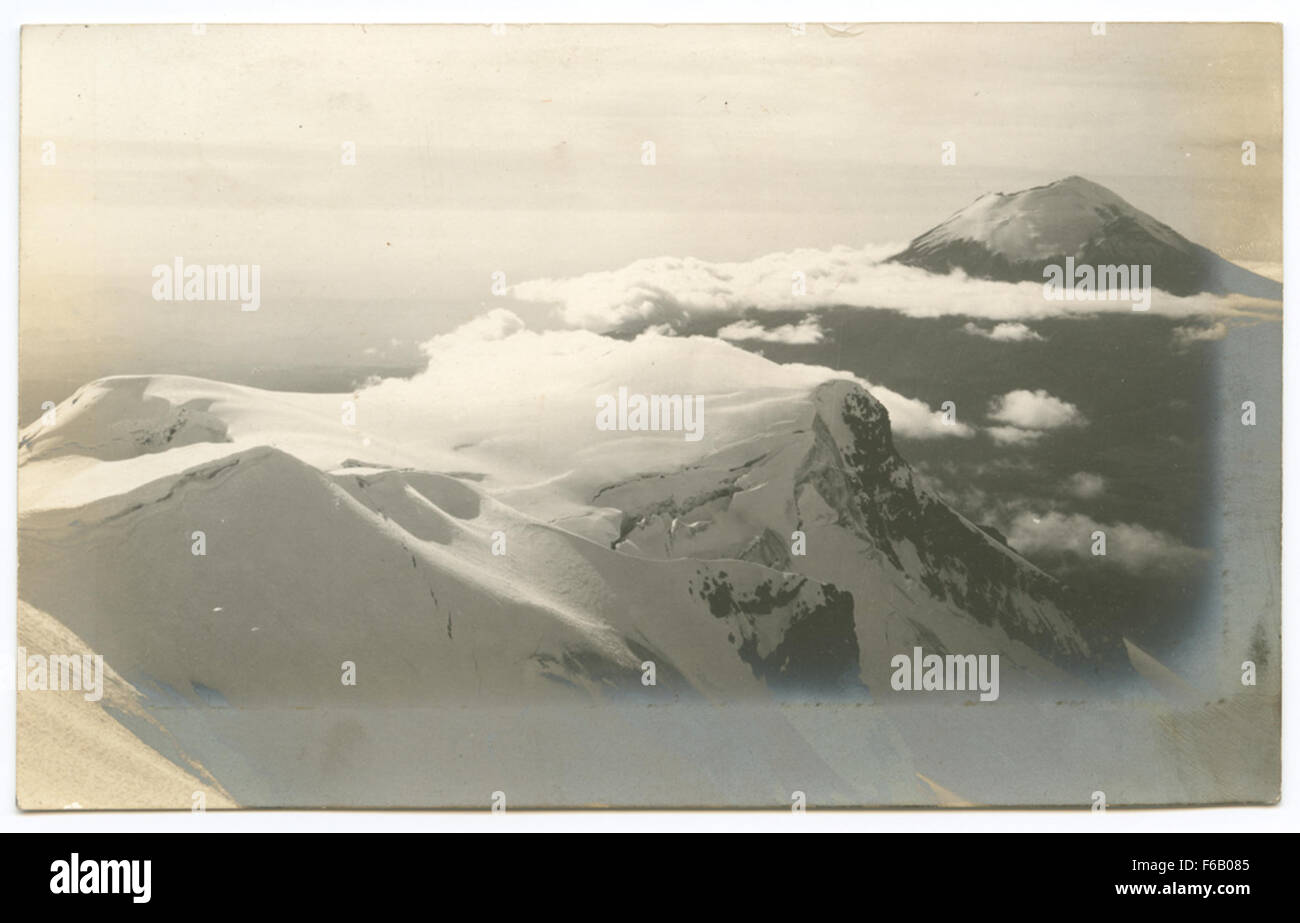 This photograph shows the volcanic peaks of Ixtaccihuatl and ...