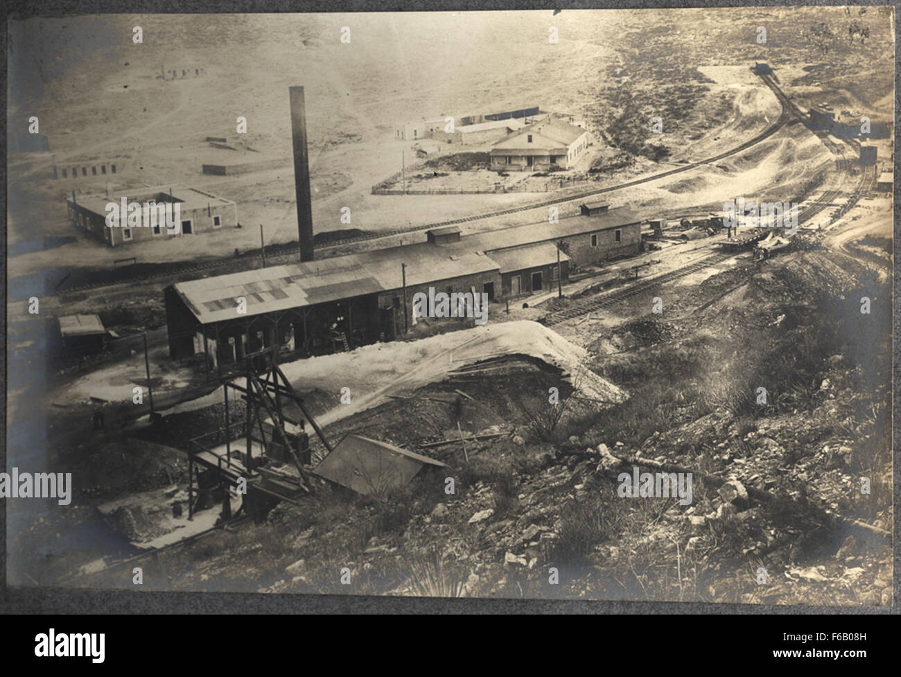 A historical photograph showing the end of the Durango Central Railroad ...