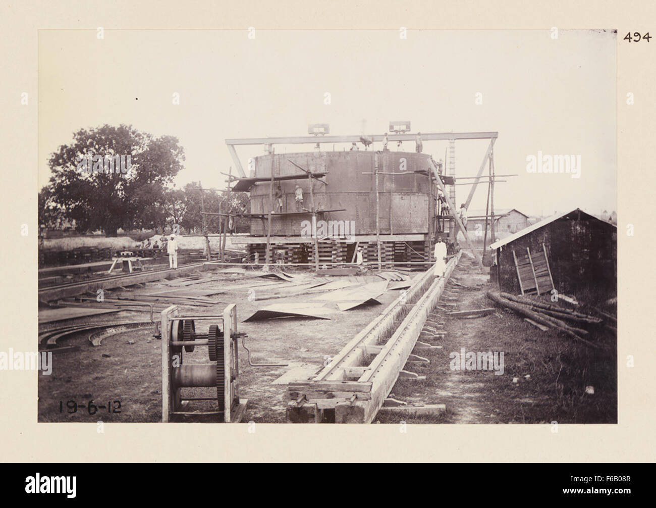 This image captures the construction of a curb at the Left Bank Dock ...