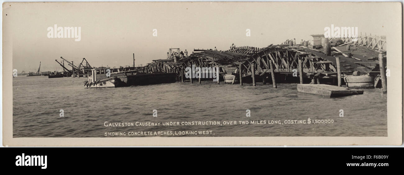 The Galveston Causeway, under construction at over two miles long, is ...