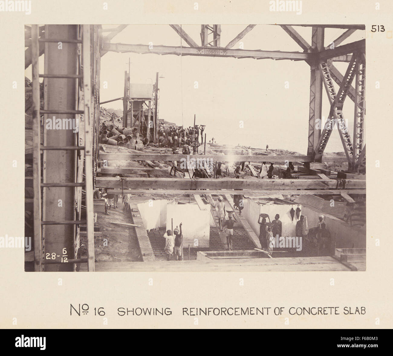 This technical image displays the reinforcement process for a concrete ...