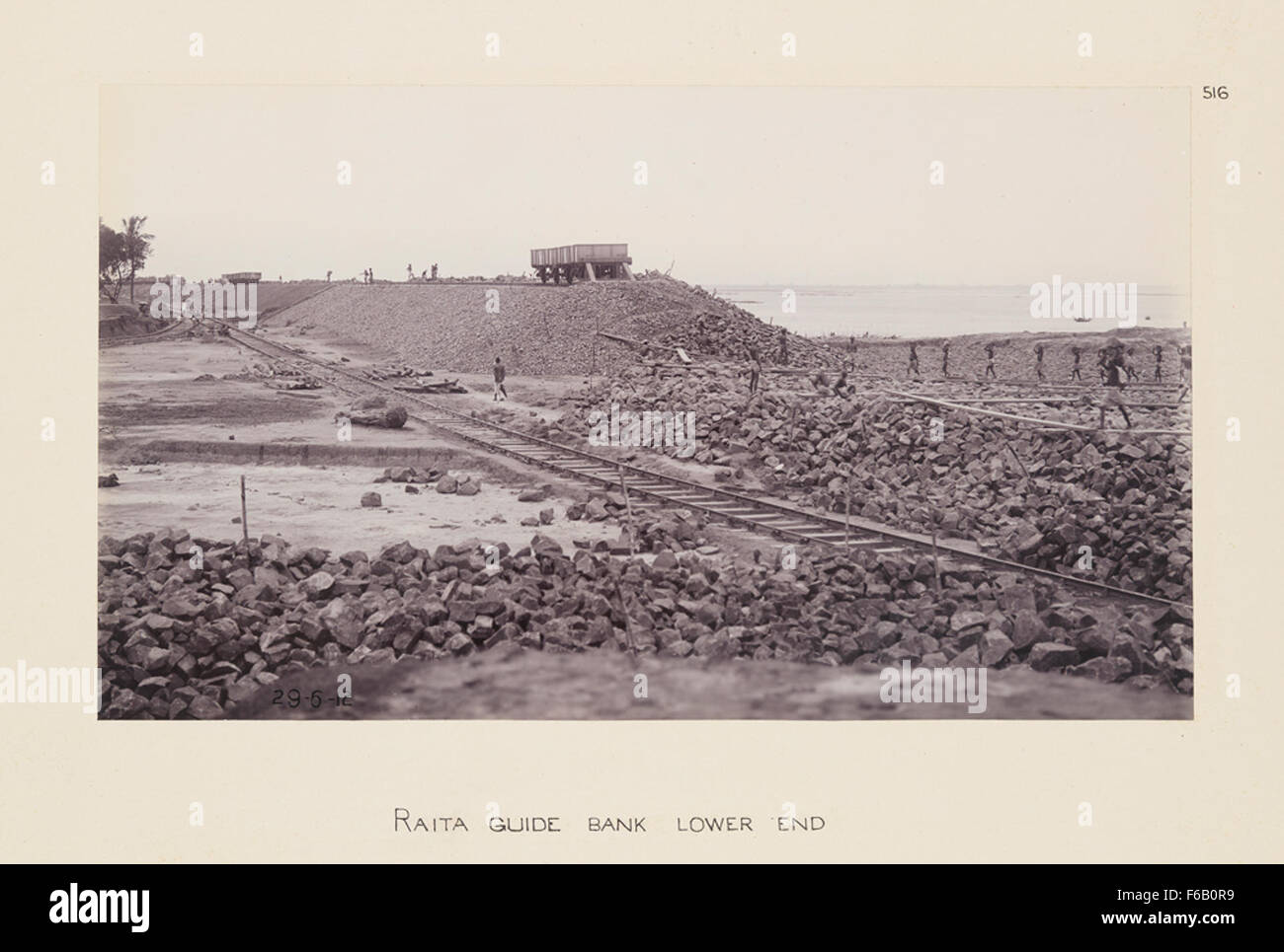 The Raita Guide Bank at Lower End Bridge, part of a railroad ...