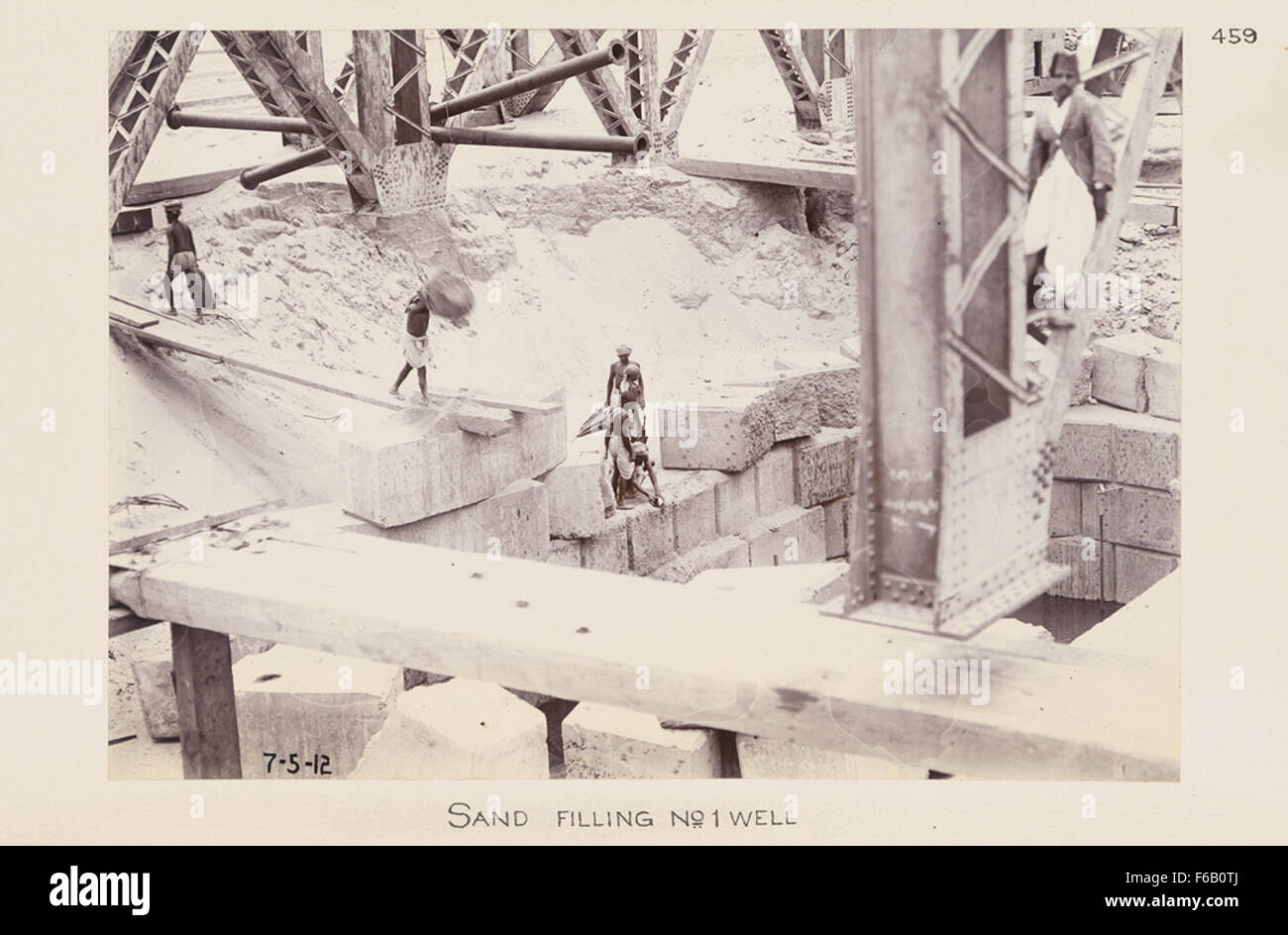 This image shows the sand filling process for a well during bridge ...