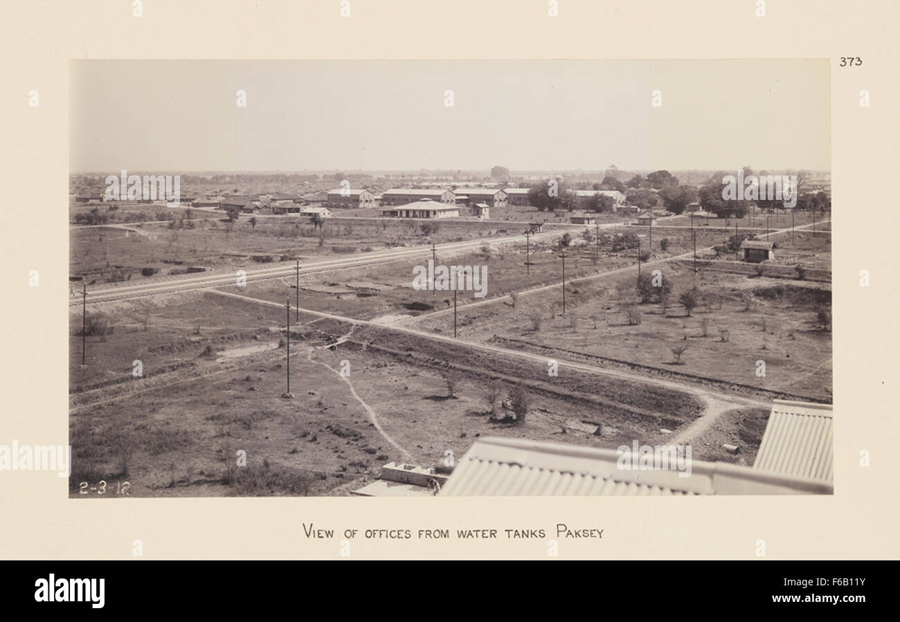 The view of offices from water tanks during the construction of the ...