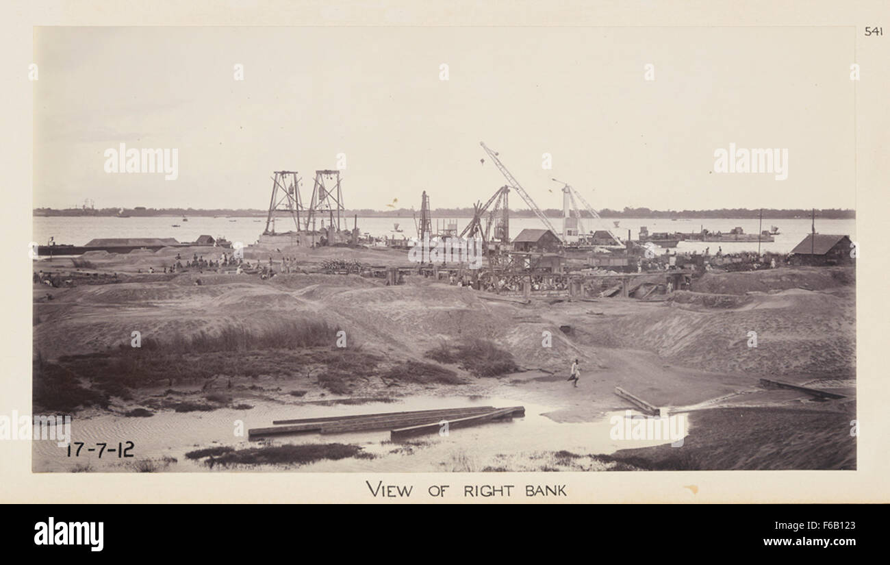 This historical image shows the construction of the Right Bank bridge ...