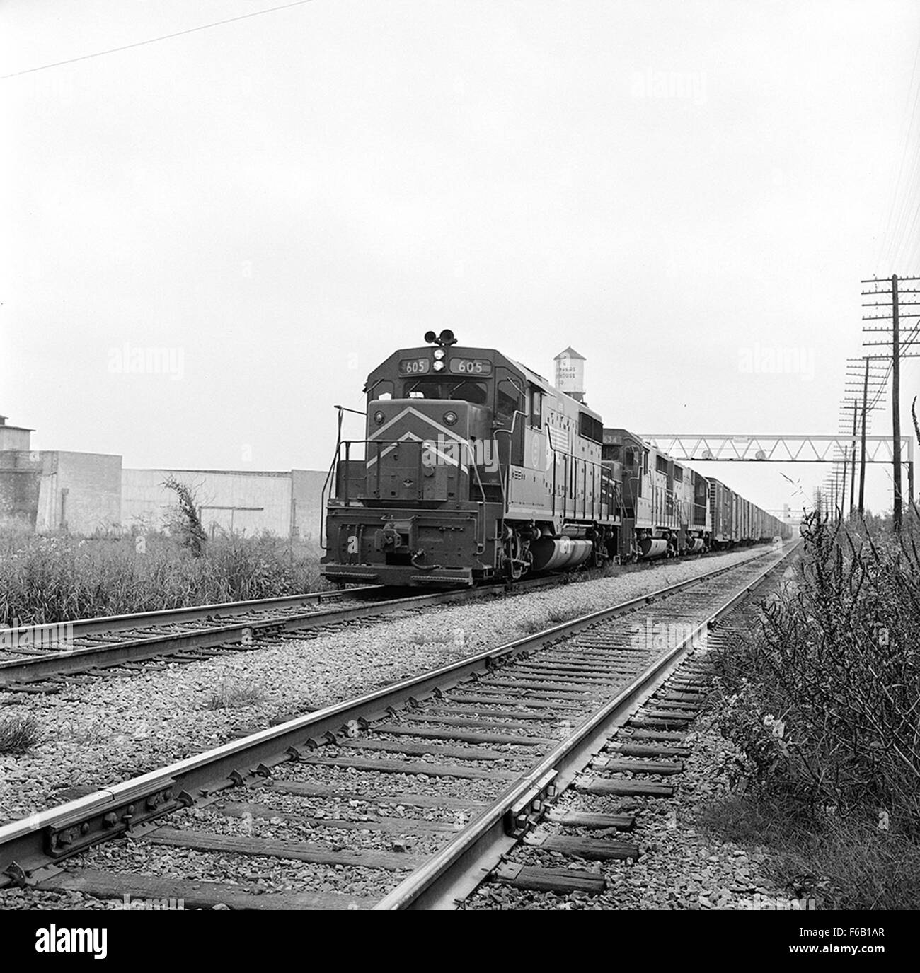 The photograph features two Missouri Pacific diesel-electric road ...