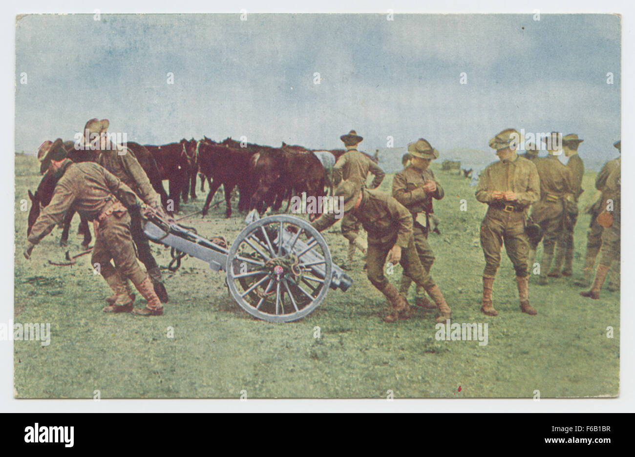 A historical photograph depicting U.S. soldiers at the Mexico border ...