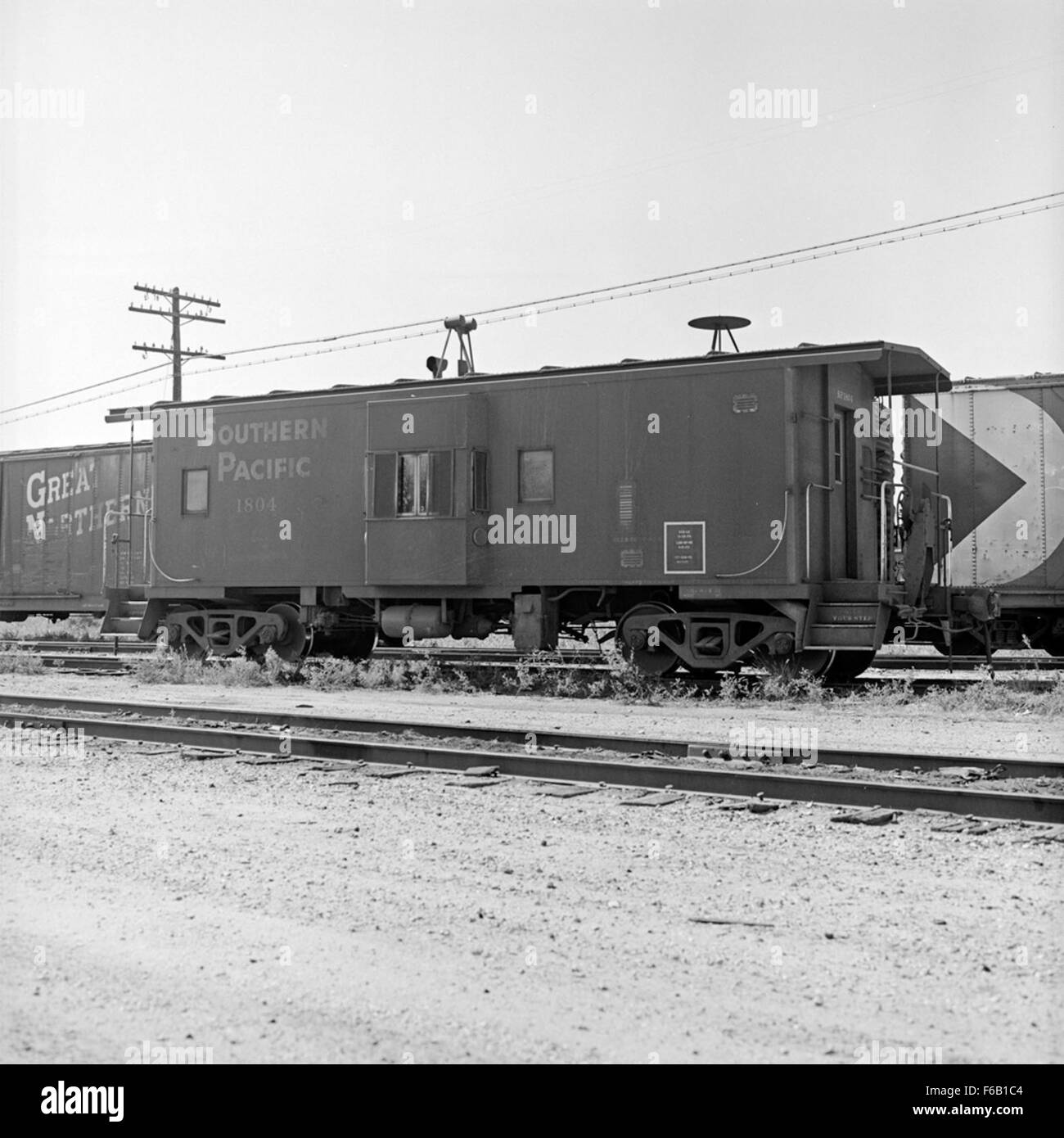 Southern Pacific Caboose No. 1804, a vintage railroad car, displayed in ...