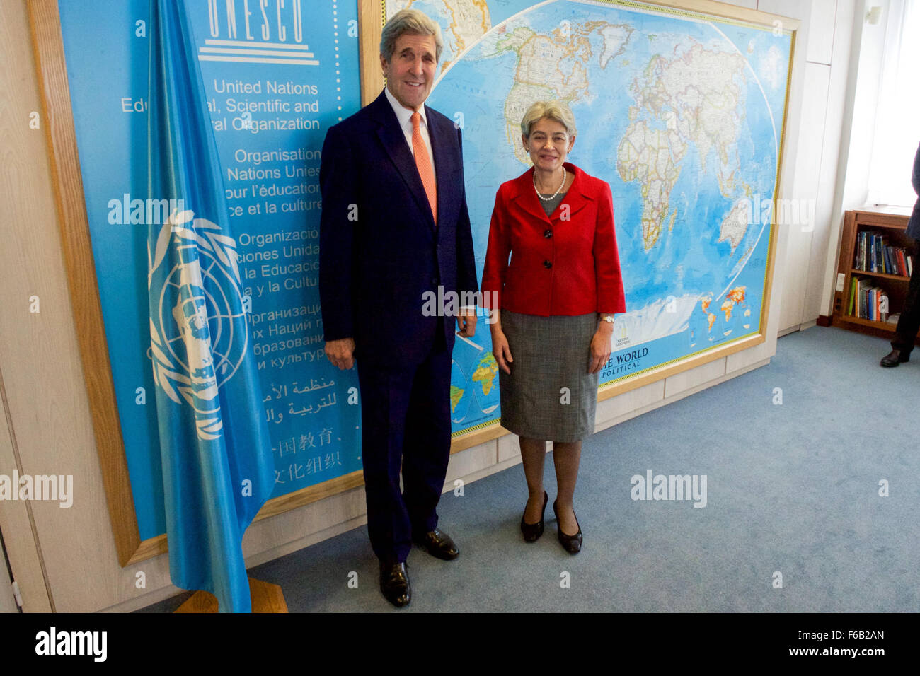 Secretary Kerry Takes a Photo with the UNESCO Director-General Stock ...