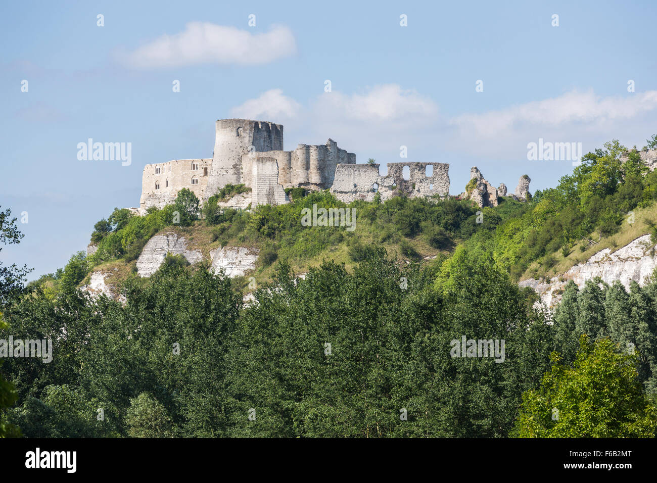 Chateau Gaillard, a ruined medieval castle built by king Richard I, Les Andelys, a small town in ...