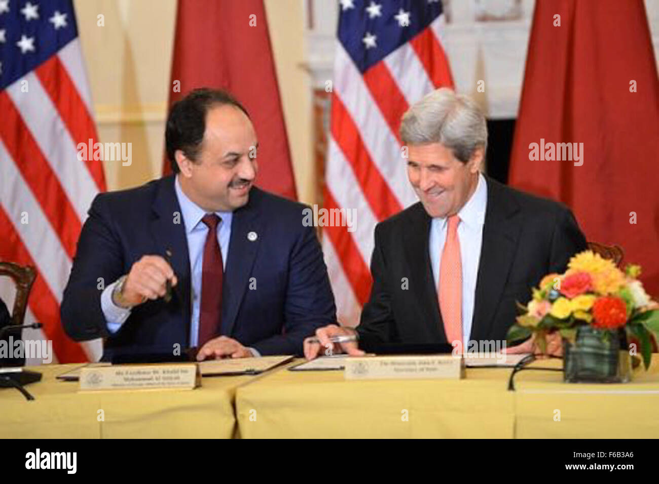 Secretary Kerry and Qatari Foreign Minister al-Attiya Smile After ...