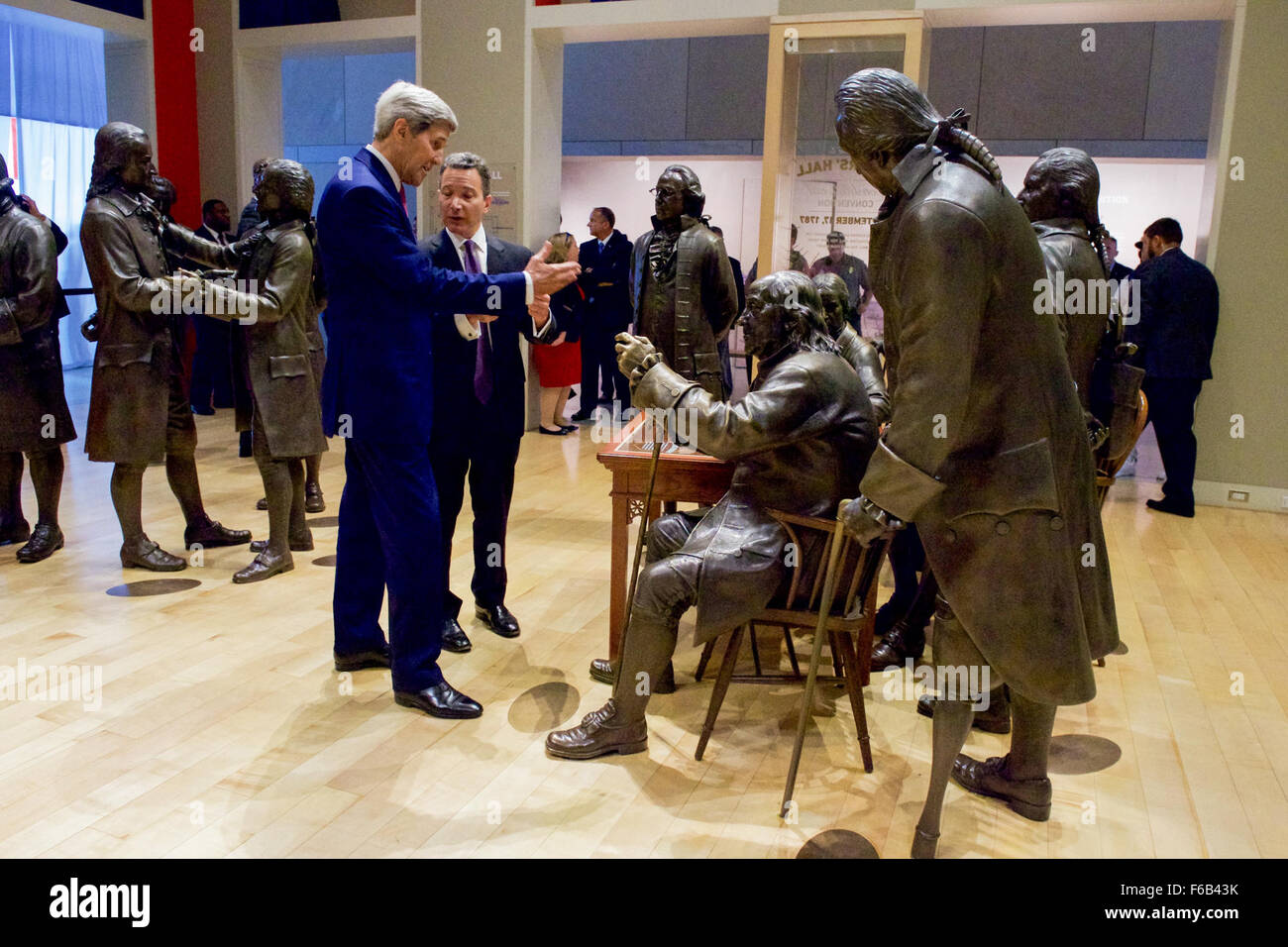 Secretary Kerry Looks at Life-Size Statues of Founding Fathers While ...