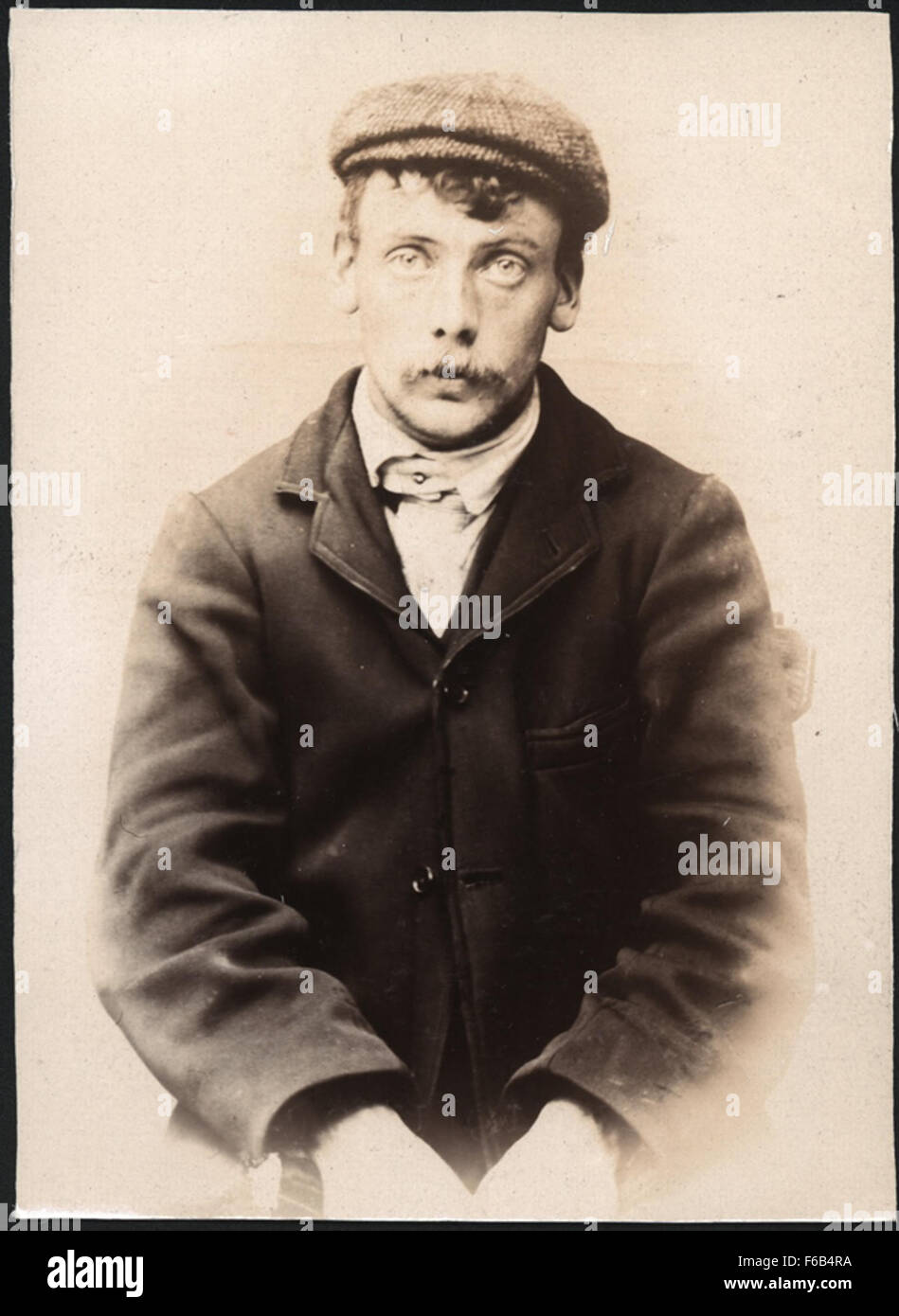 A black and white mug shot of James Crone, a labourer arrested for ...