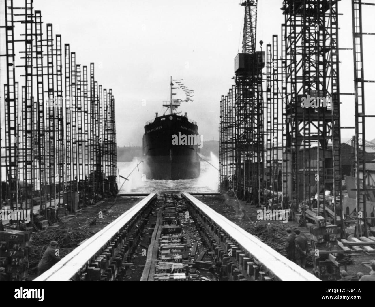 Ship launch Black and White Stock Photos & Images - Alamy