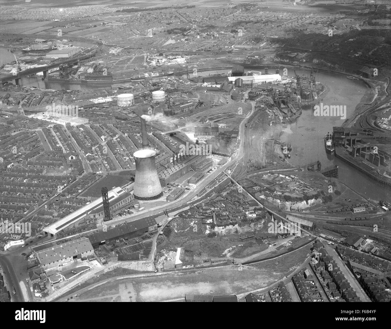 This aerial photograph of Sunderland Power Station in Wearside, England ...