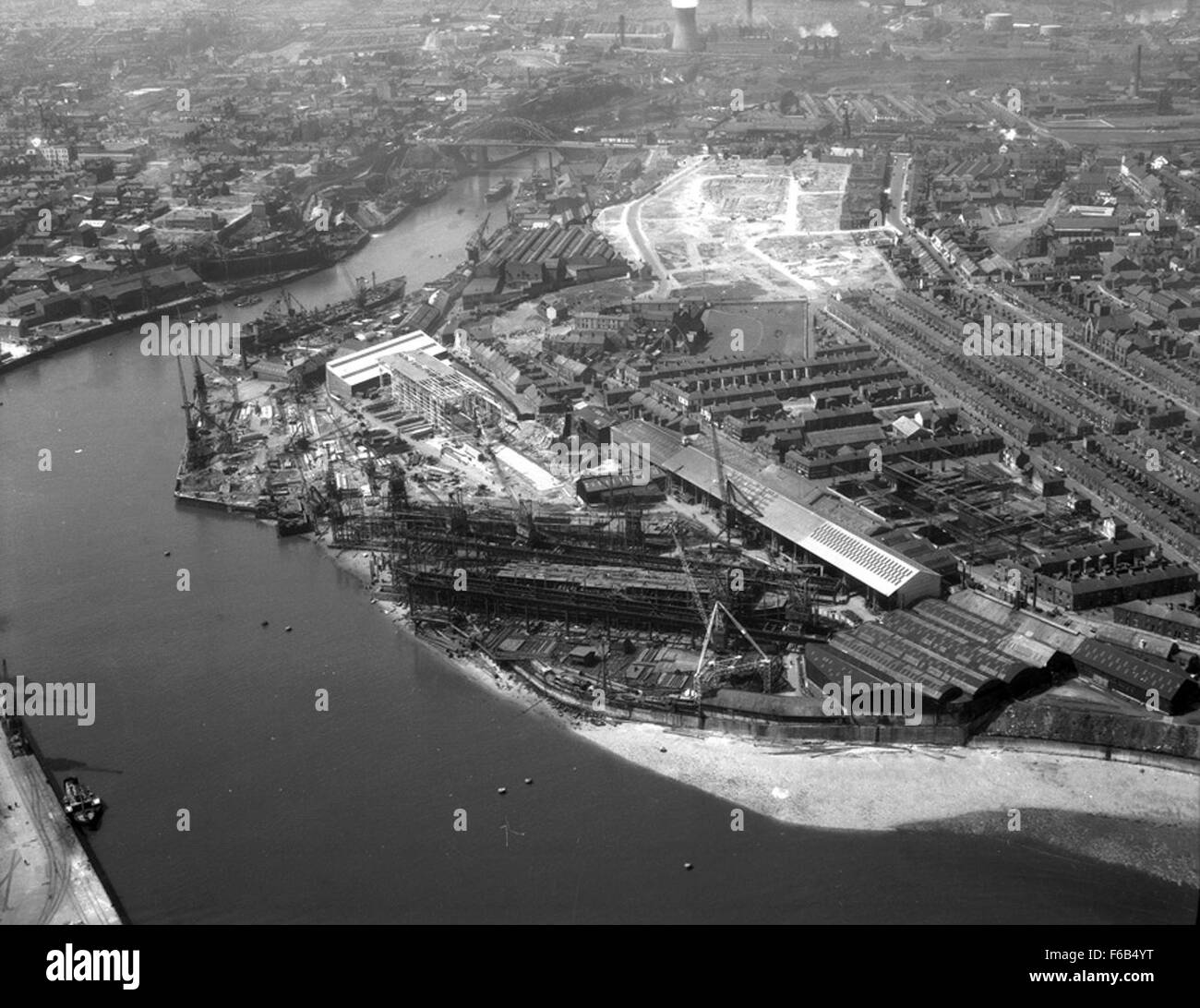 This aerial photograph captures the North Sands Shipyard in Sunderland ...