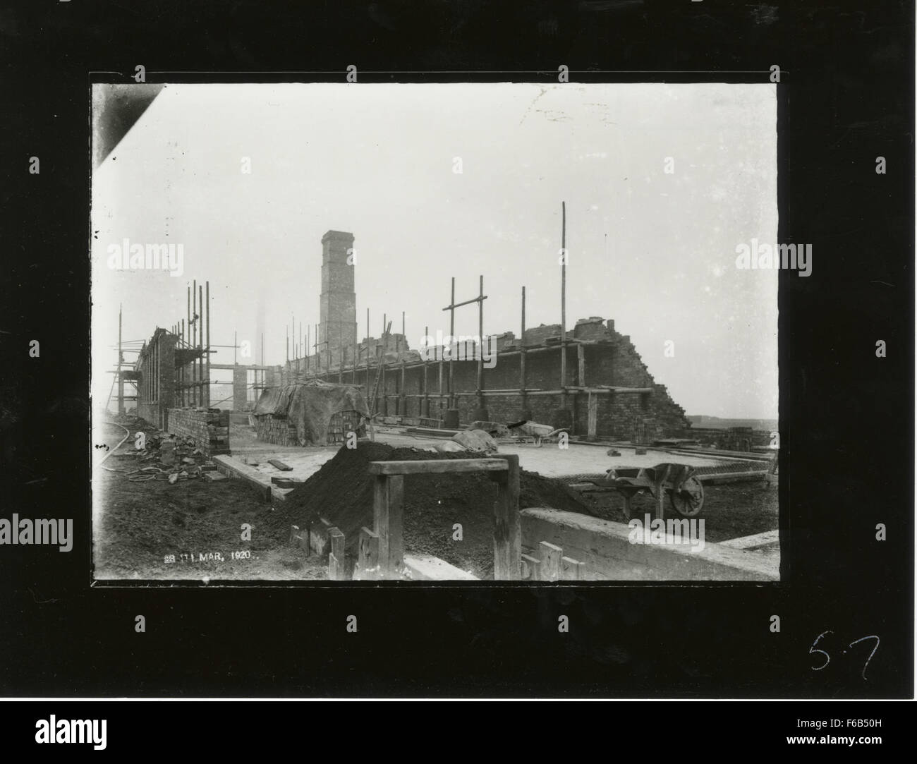 A historic photograph from March 28, 1920, documenting the construction ...