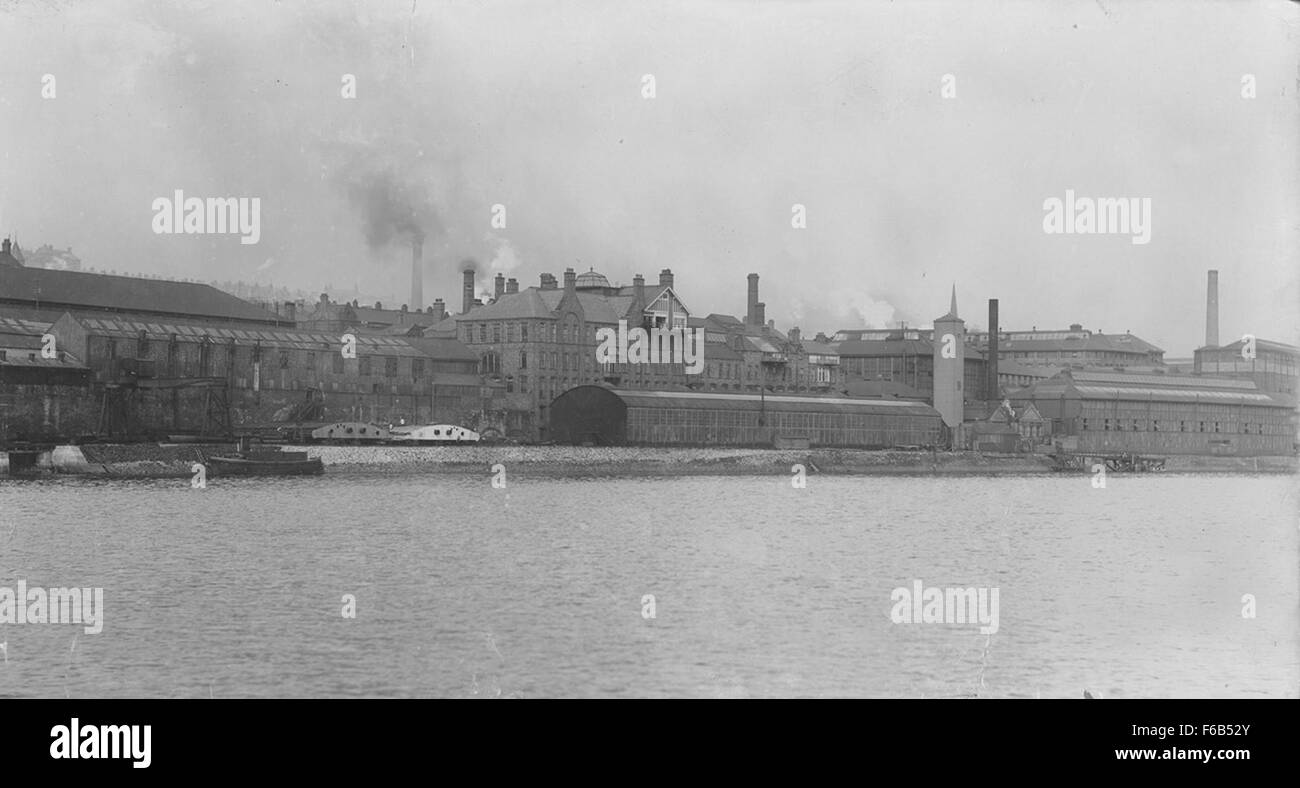 This black-and-white photograph captures a view of the Elswick Engine ...
