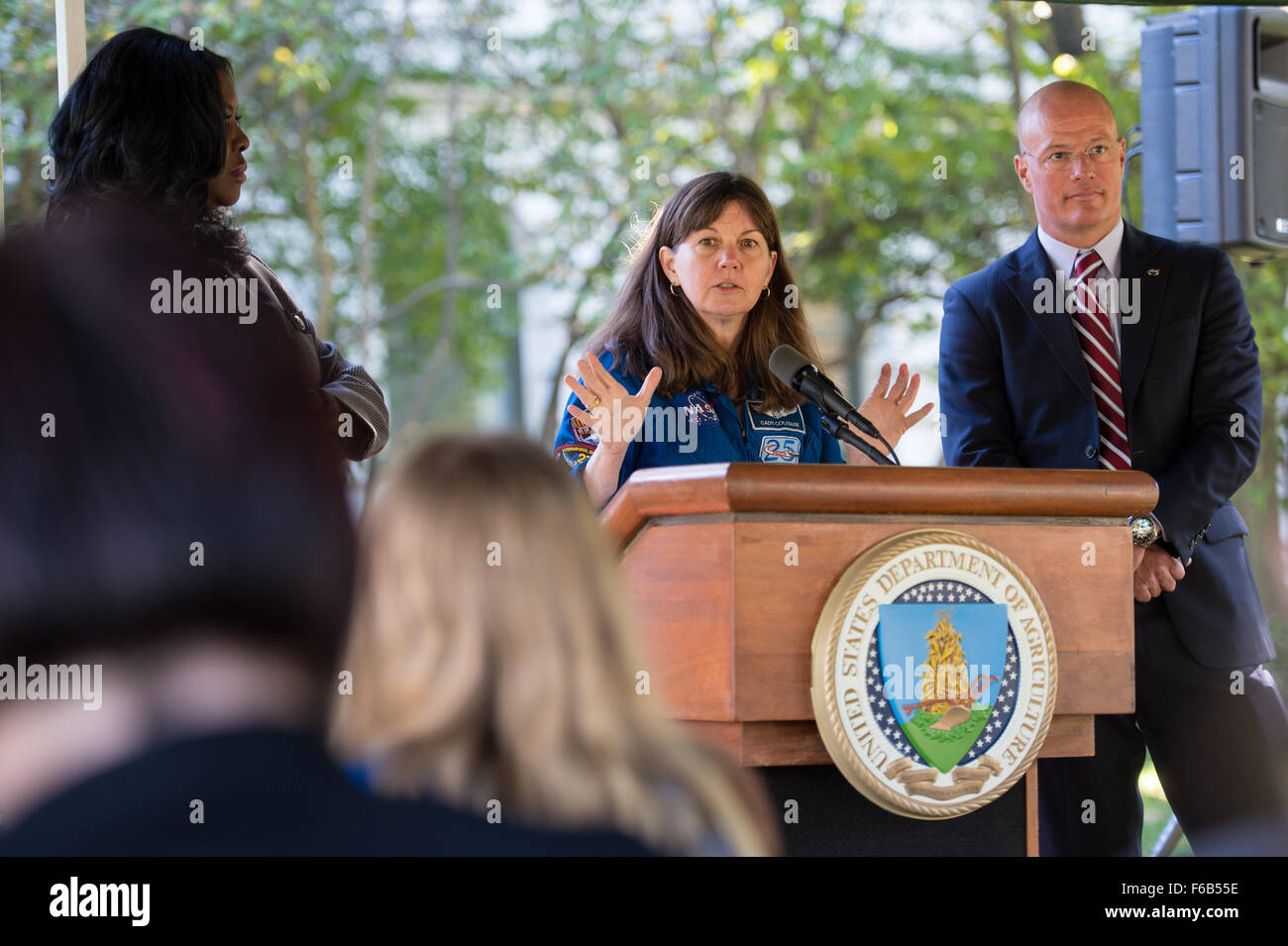NASA astronaut Cady Coleman, speaks on a panel at an event celebrating ...