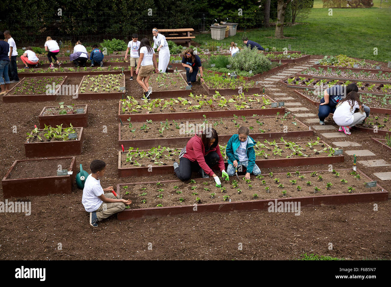 First Lady Michelle Obama joins students for the spring garden planting ...