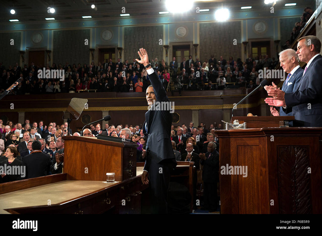 President Barack Obama acknowledges applause before he delivers the ...