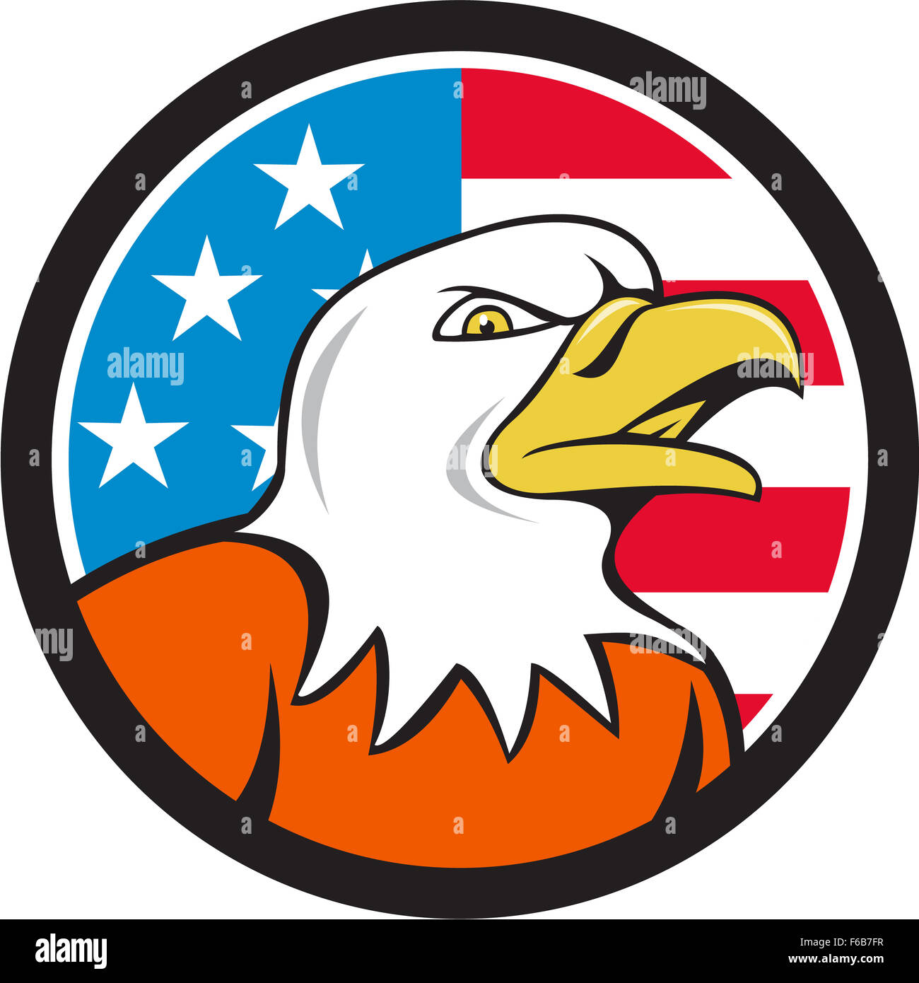 Illustration of an american bald eagle head angry looking to the side ...