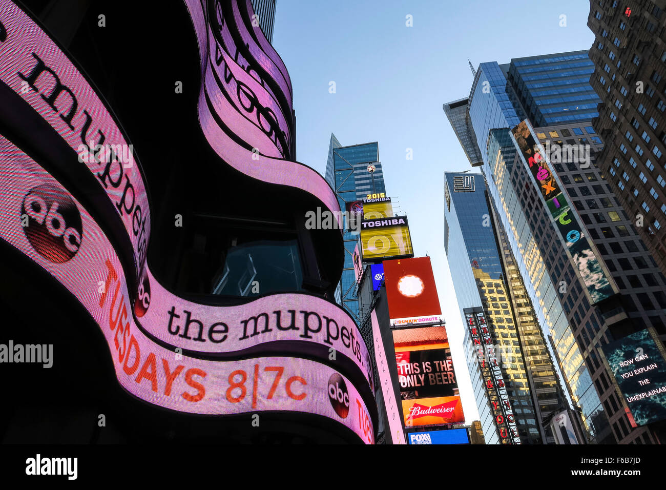 Times Square Advertising and Buildings with ABC Channel 7 Studios in ...