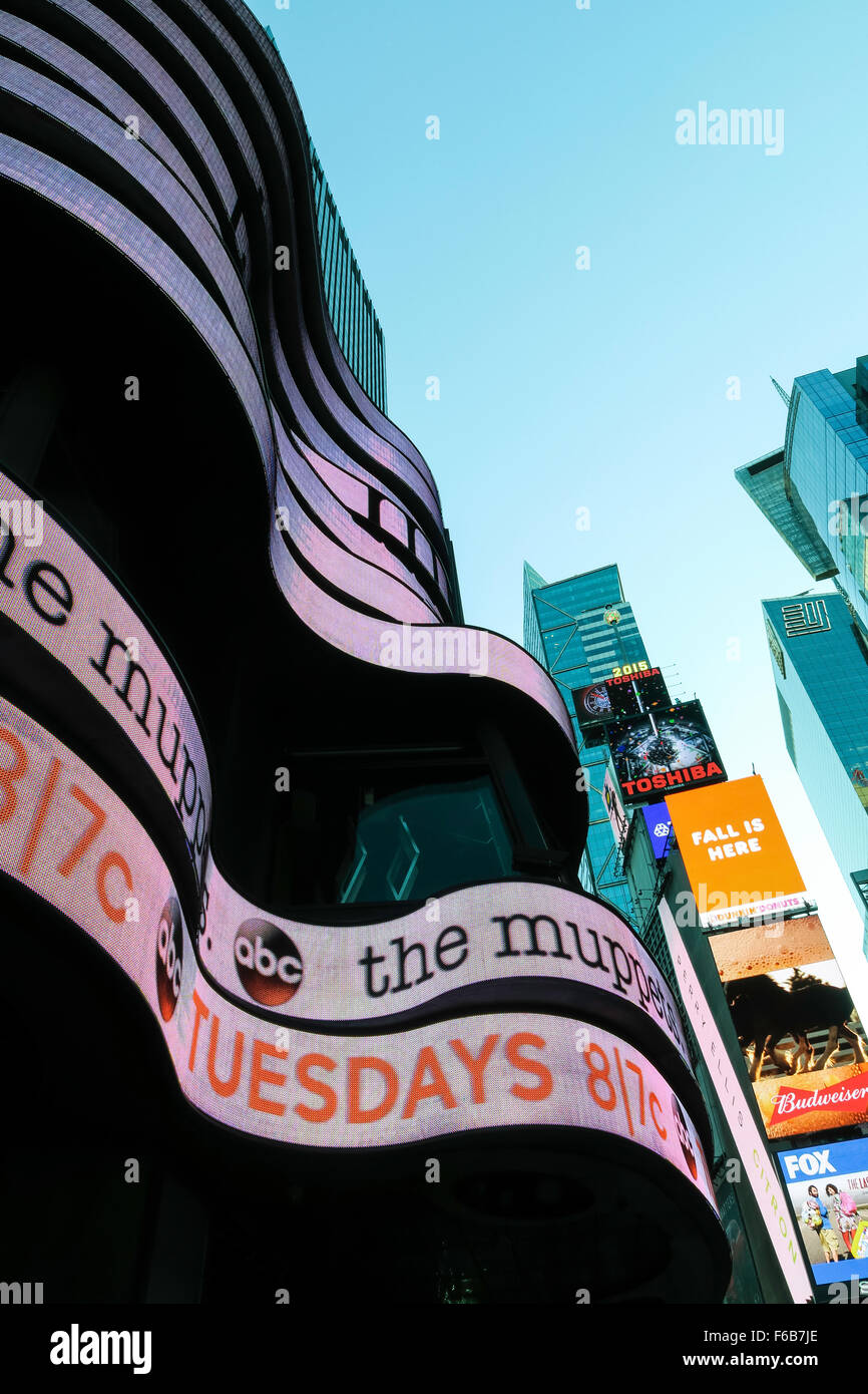 Times Square Advertising and Buildings with ABC Channel 7 Studios in ...