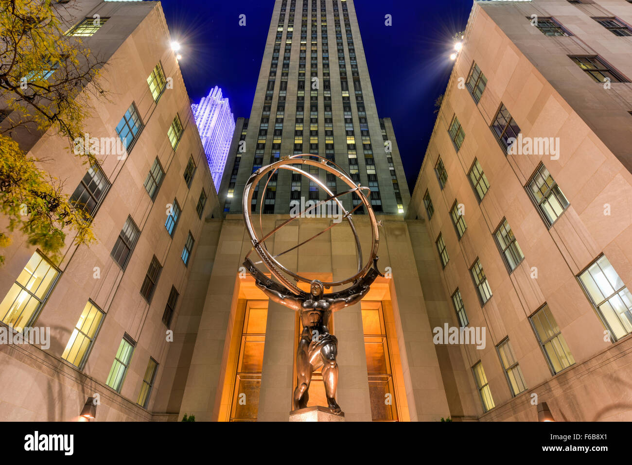 New York - November 8, 2015: The Atlas Statue is a bronze statue in ...