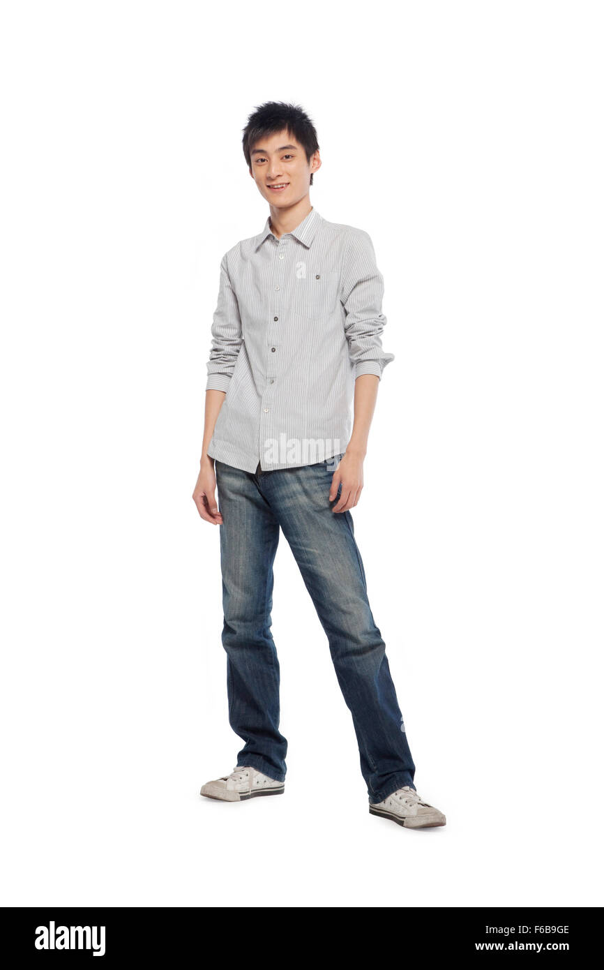 Portrait of a young man mid-air Stock Photo - Alamy