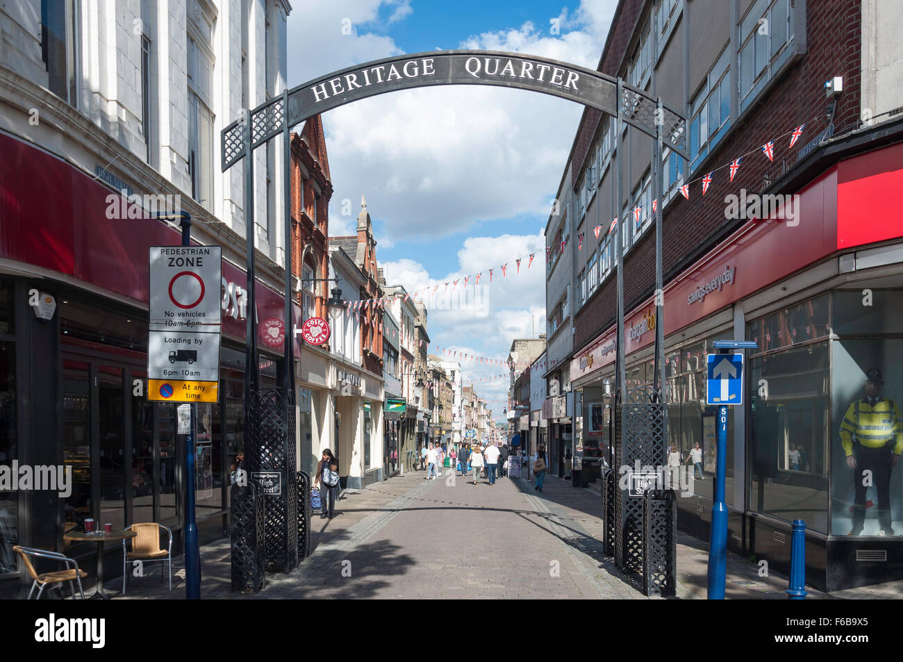Entrance to Heritage Quarter, High Street, Gravesend, Kent, England ...