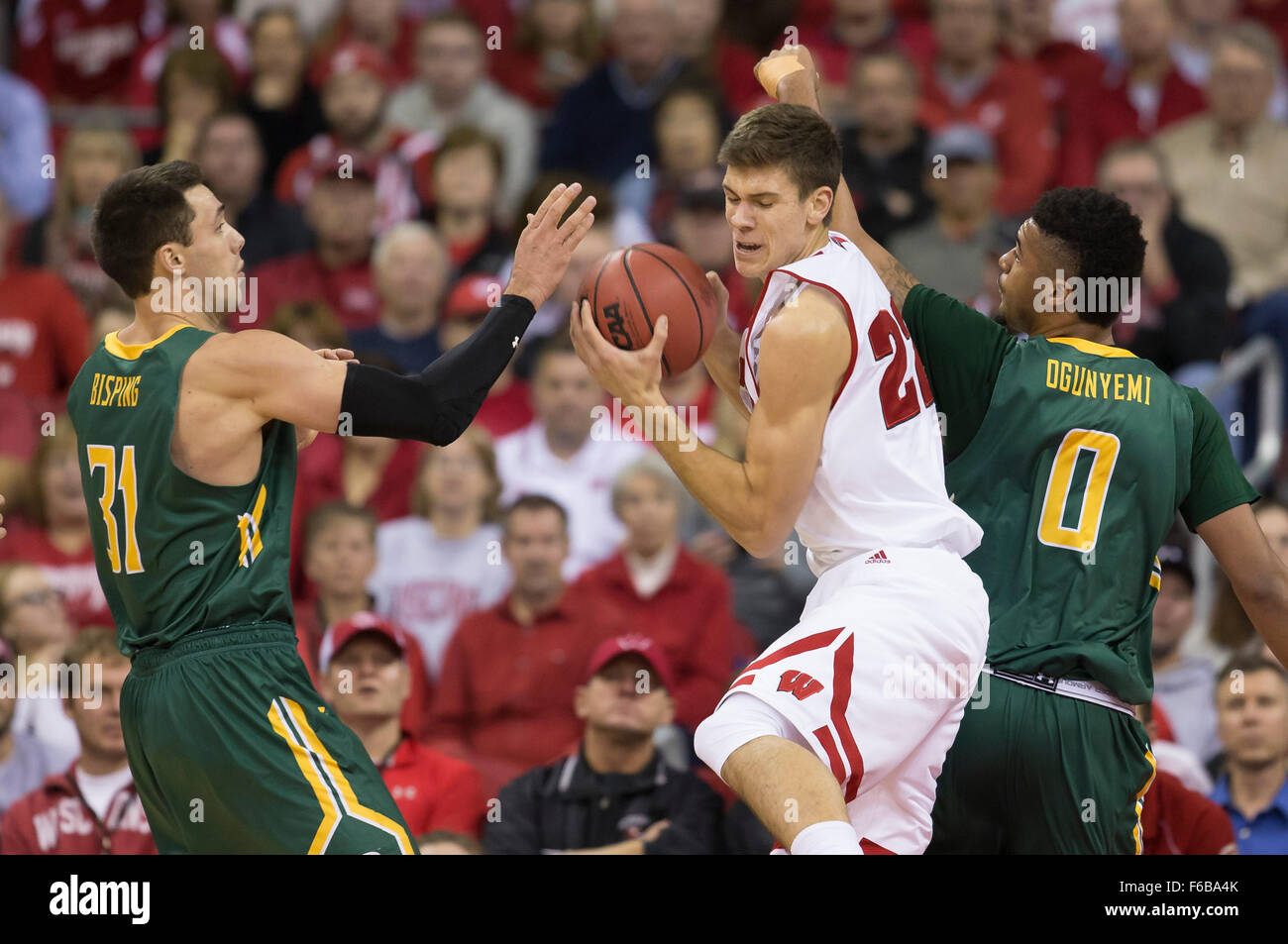 Madison, WI, USA. 15th Nov, 2015. Wisconsin Badgers forward Ethan Happ ...