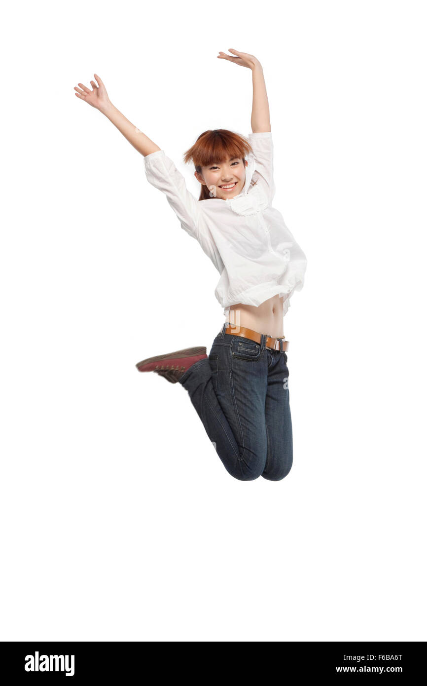 Portrait of a young man mid-air Stock Photo - Alamy
